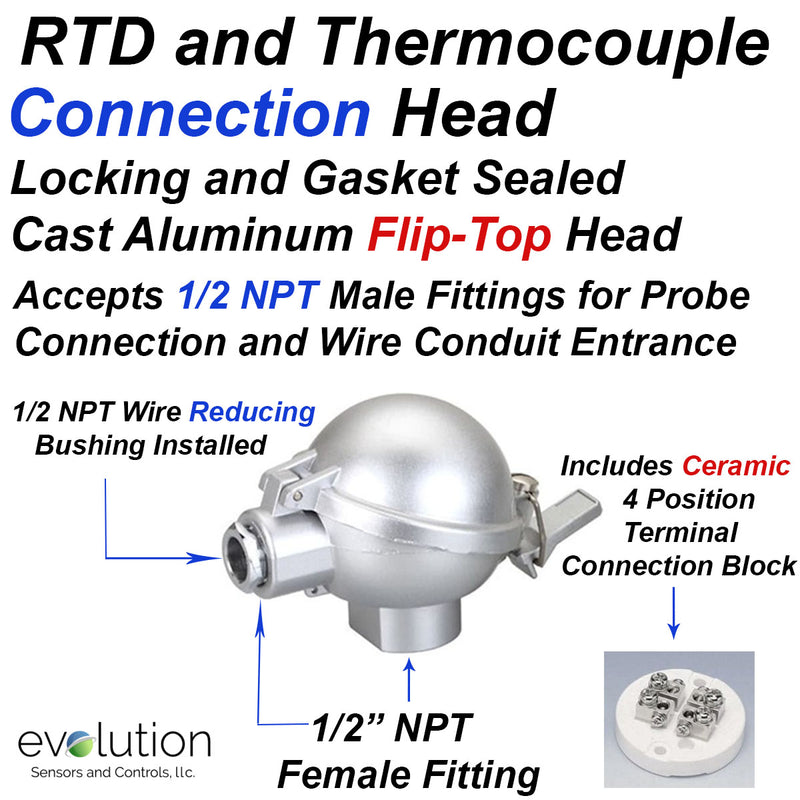 Thermocouple and RTD Connection Head Flip Top with Terminal Block ...