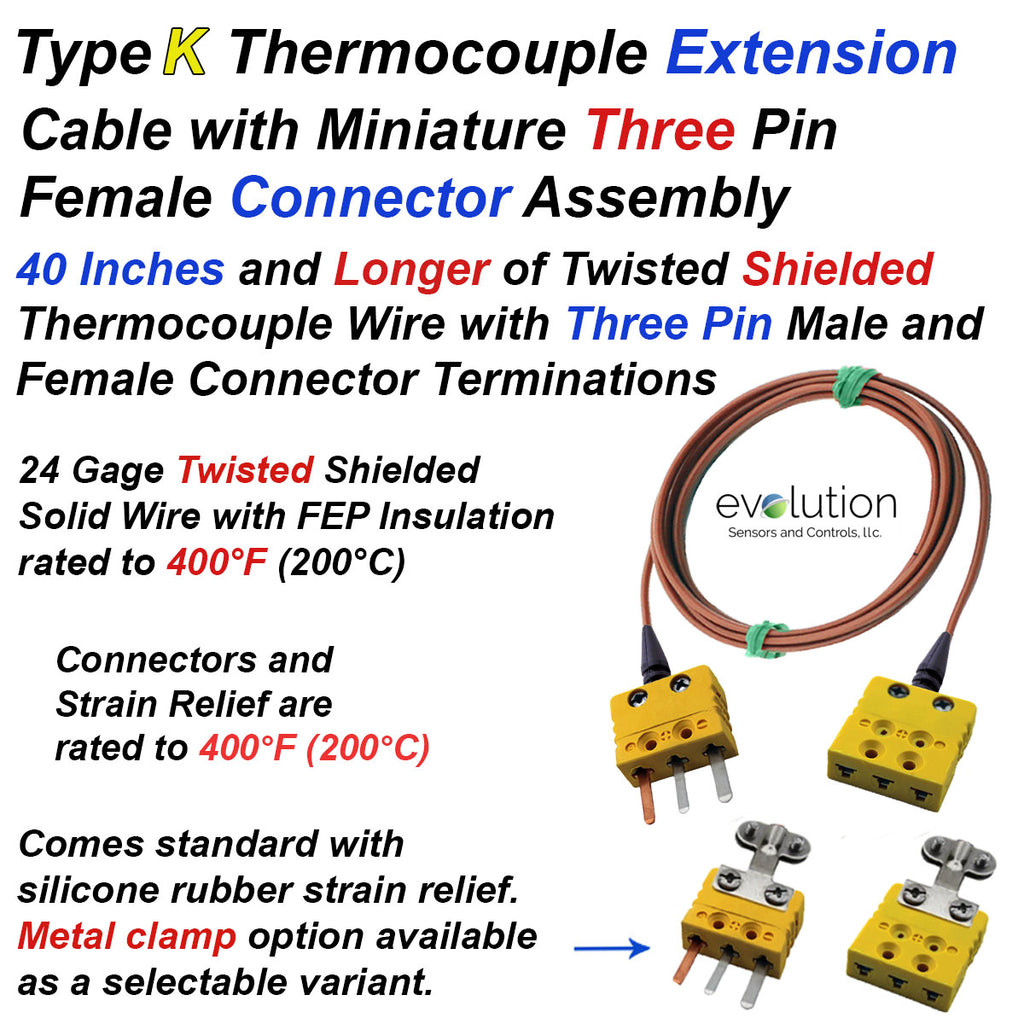 Type K Twisted Sheilded Extention Wire with Three Pin Connectors ...