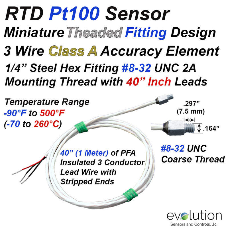 Surface Mounted RTD Temperature Sensor with Miniature Threaded Fitting ...