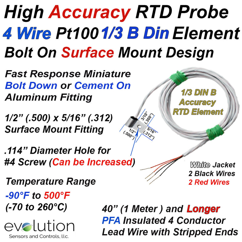 High Accuracy 4 Wire Surface RTD Probe with Miniature Fitting ...